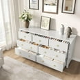 IDEALHOUSE Dressers 7 Drawer White Storage Cabinet, 54 inch Wide Wooden ...