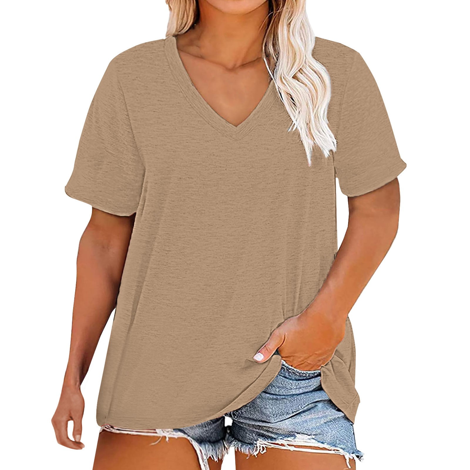 Click here for Yubnlvae Plus Size V-Neck Short Sleeve T-Shirt  Ca... prices