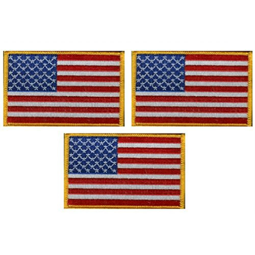 Pack of 3 American Flag Patches, US Embroidered Iron or Sew On Flag ...