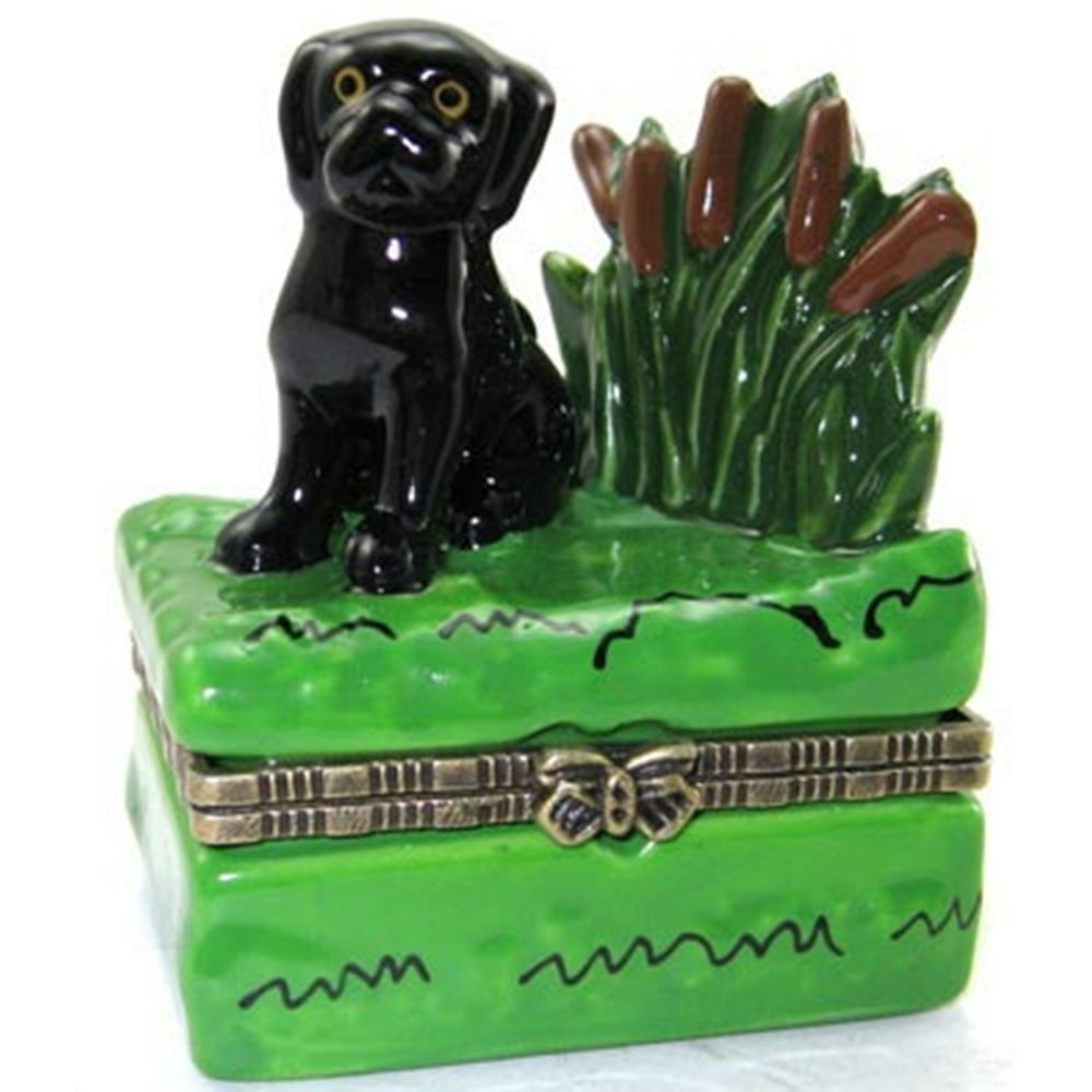 Art Gifts - Black Lab Labrador Retriever Puppy Porcelain Hinged Trinket ...