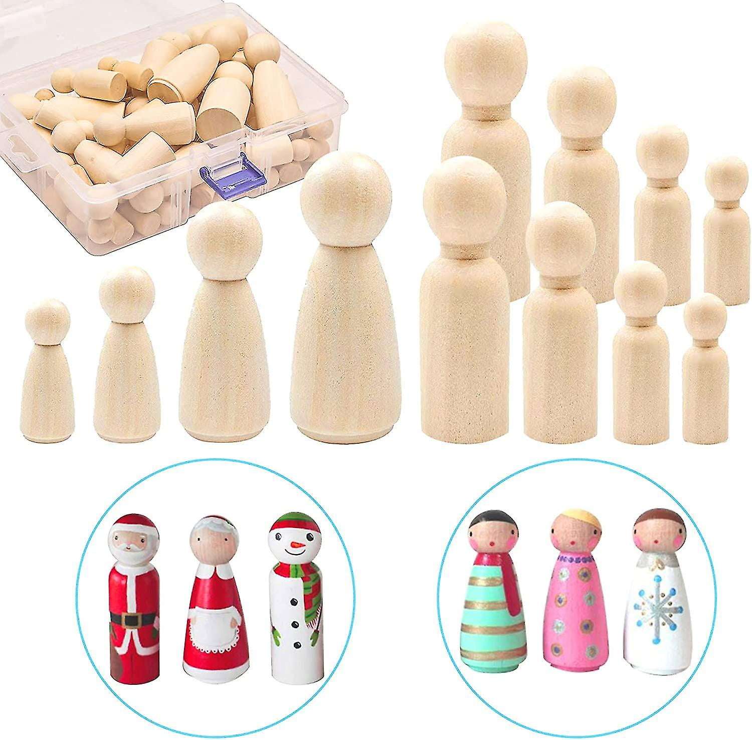 50 Piezas Figuras De Madera Para Pintar, Figuras De Juguete Figuras ...