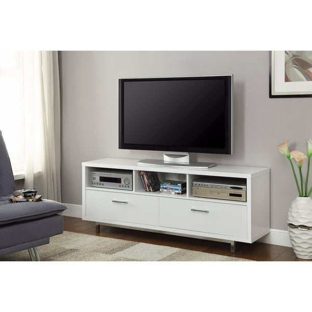 Stunning White TV Console With Chrome Legs - Walmart.com - Walmart.com