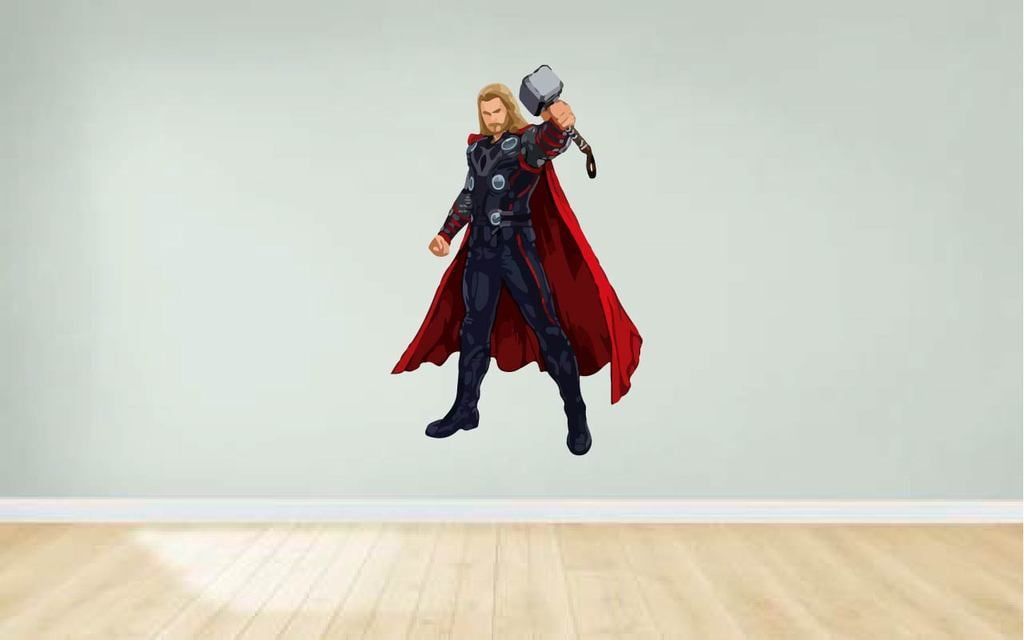 Classic Thor Superhero Cartoon Character Wall Art Sticker Vinyl Decals ...