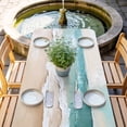 Abstract Beach Waves Fitted Rectangle Tablecloth 32" x 96" Retro Blue ...