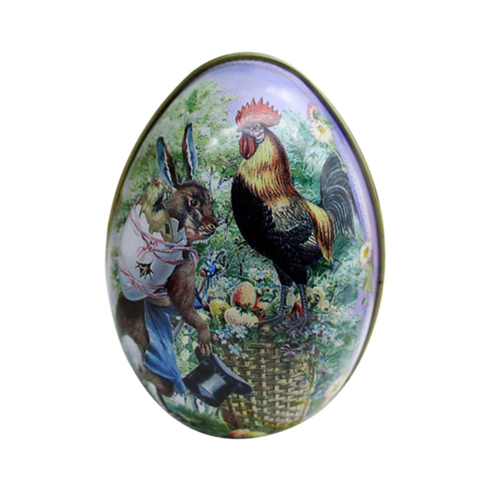Easter Bunny Tinplate Tin Box,Colorful Easter Egg Shape Tinplate Tin ...