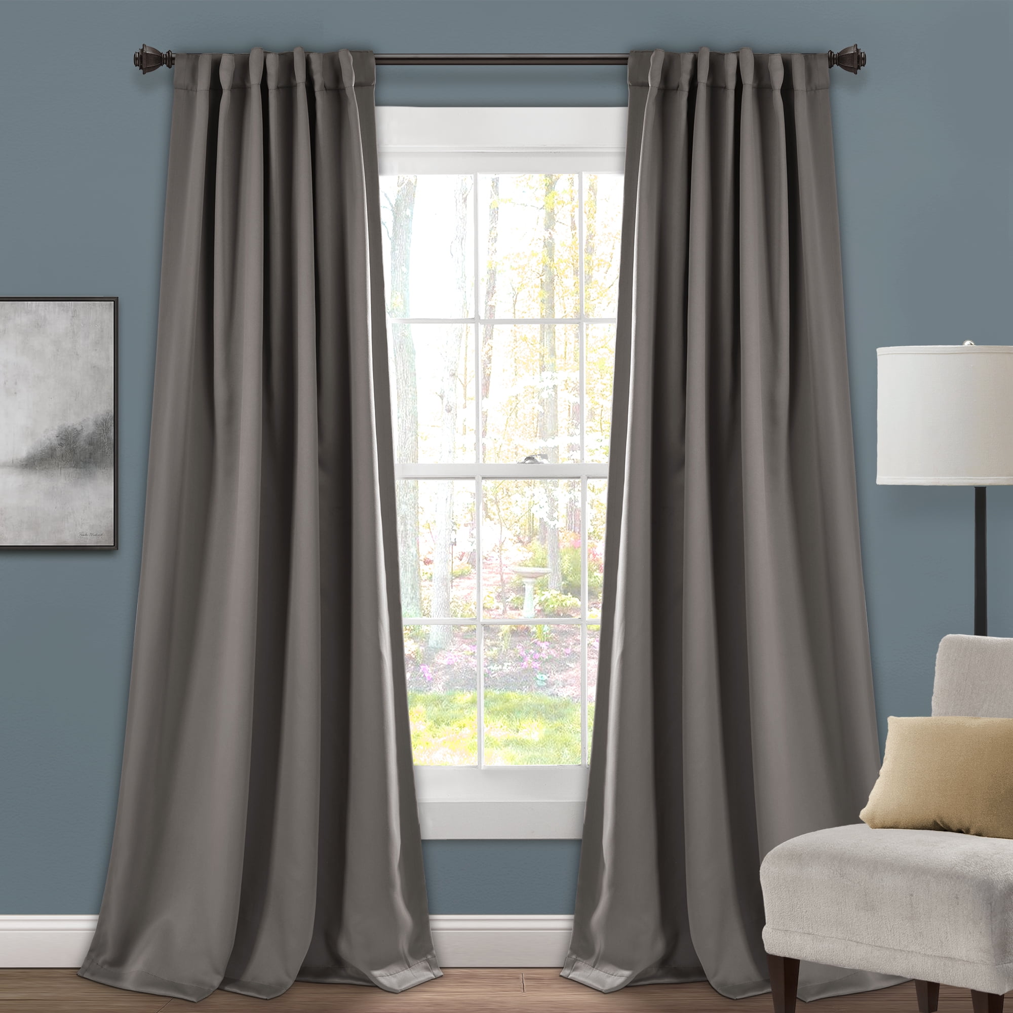 Lush Decor INSULATED BACK TAB Blackout 84" x 52" Solid Dark Gray 3 ...