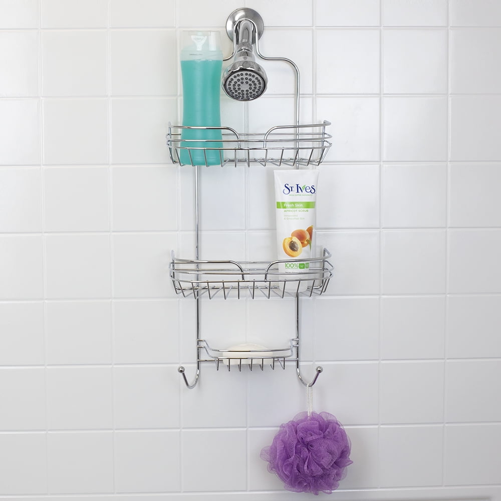 Home Basics Sleek Metal Shower Caddy, Silver - Walmart.com