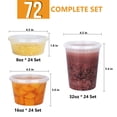 Plastic Food Storage Jars 32/16/8 oz X 24 Set Meal Prep & Takeout Use ...