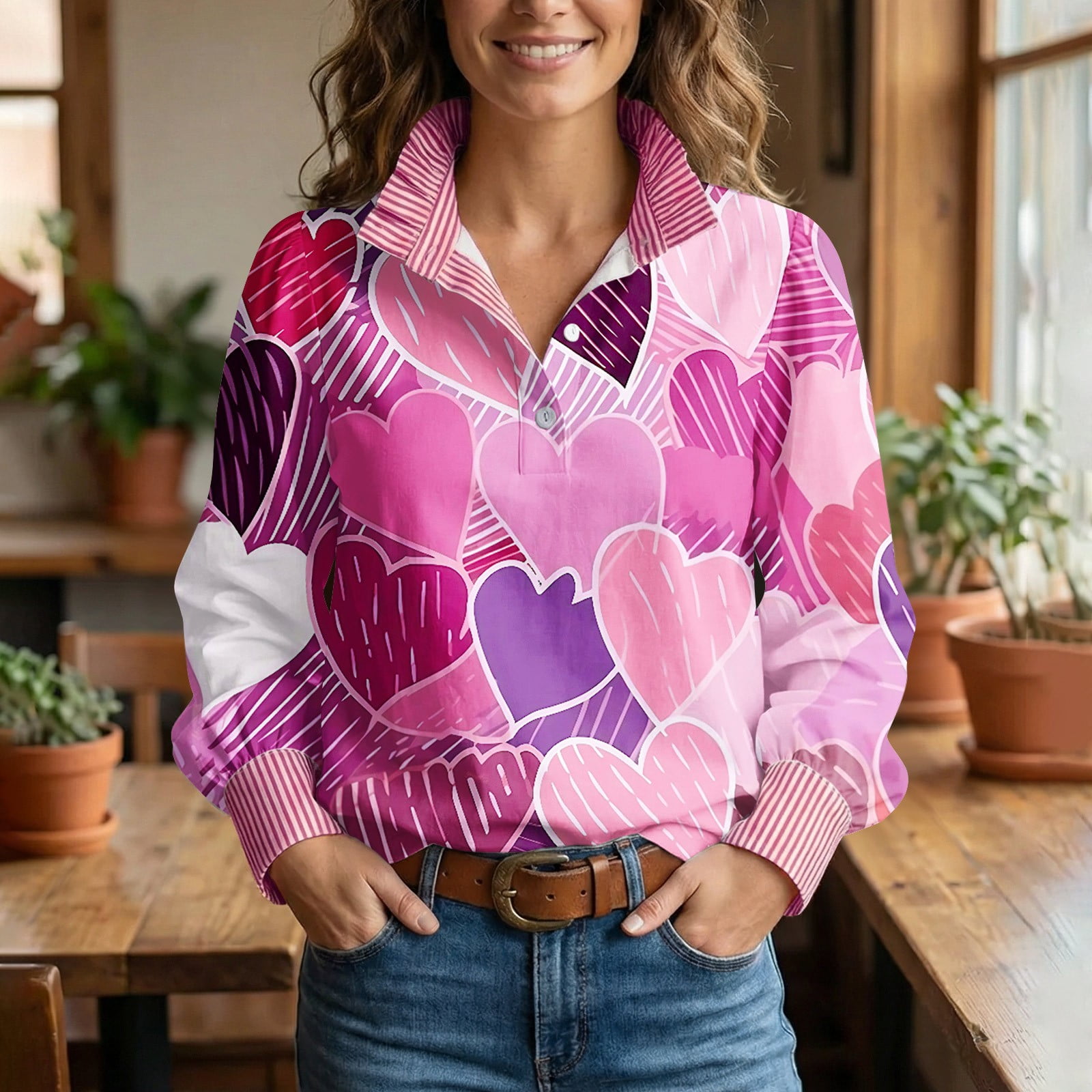 Click here for Zhouri 2026 Valentines Day Women Love Shirt  Ruffl... prices