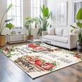 Area Rug 36×60in, Summer Rustic Strawberry Flower Floor Carpet Living ...