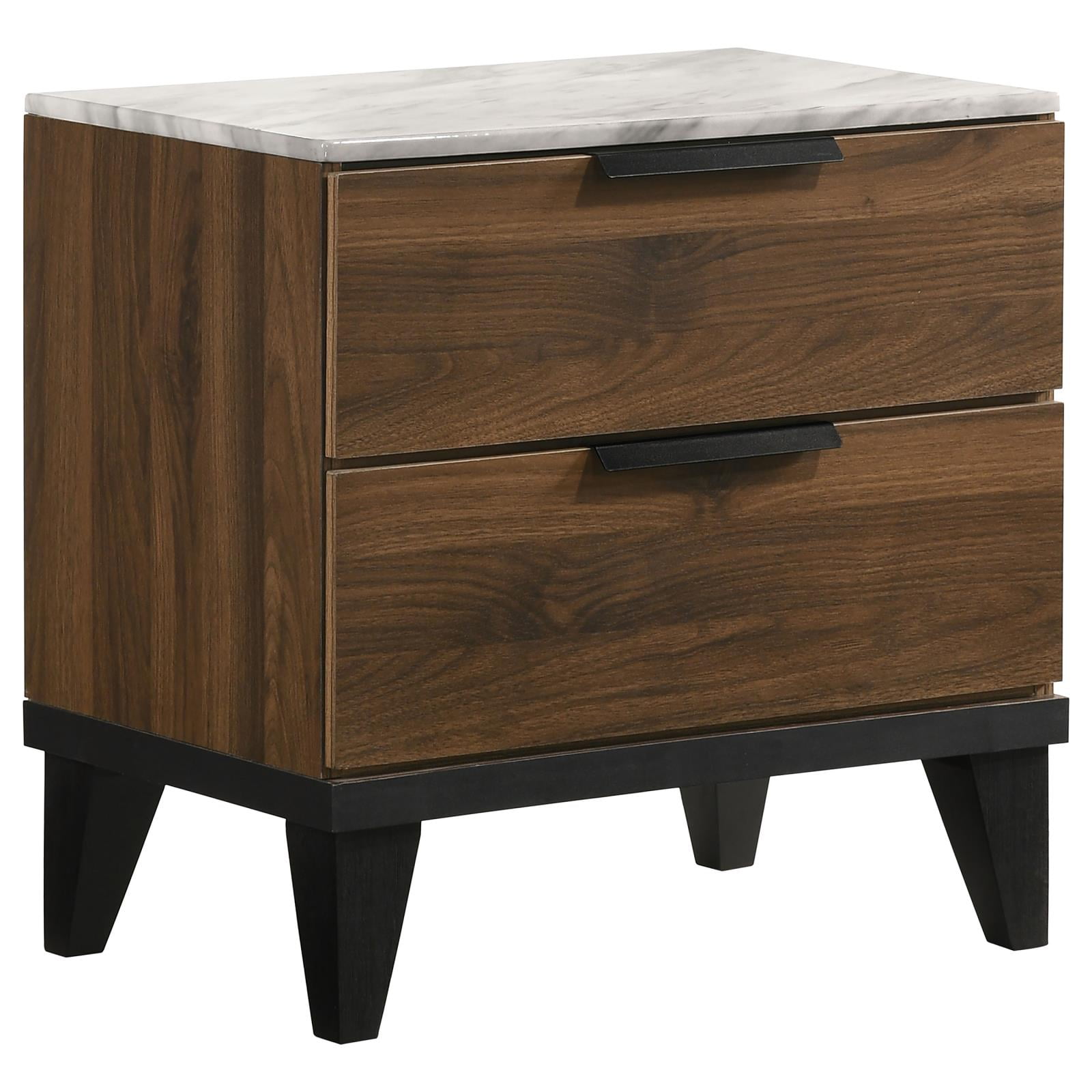 Mays 2-drawer Nightstand Walnut Brown with Faux Marble Top - Walmart.com