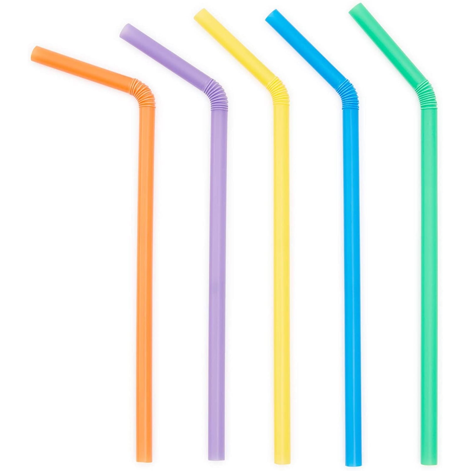 300 Pack Plastic Bendy Smoothie Straws Bulk, Disposable Jumbo Colorful ...