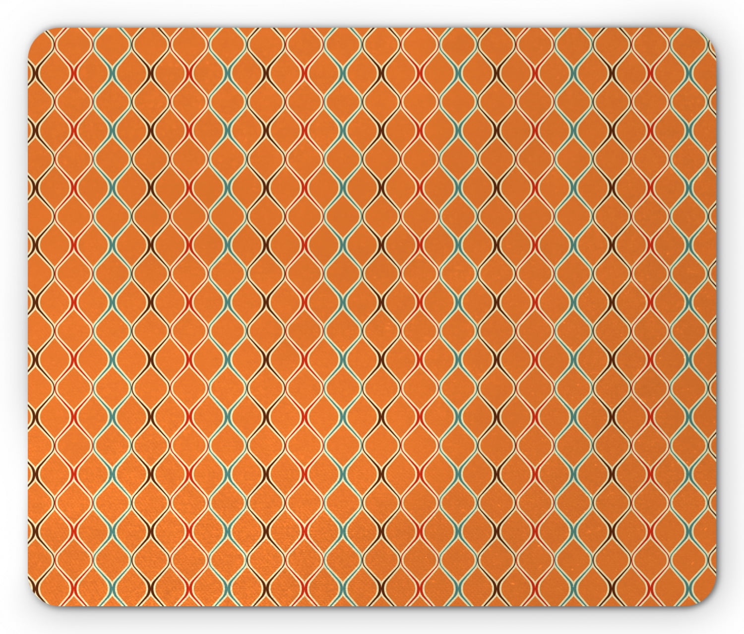 Orange Mouse Pad, Vibrant Old Fashion Trippy with Unusual Shapes in ...