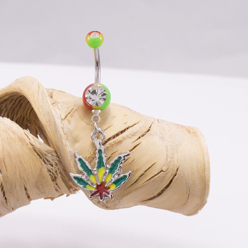 Weed Belly Button Rings Dangle