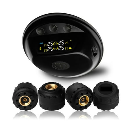 Tire Pressure Monitor with 4 Valve Cap Sensors Wireless Touch Keys Tire ...