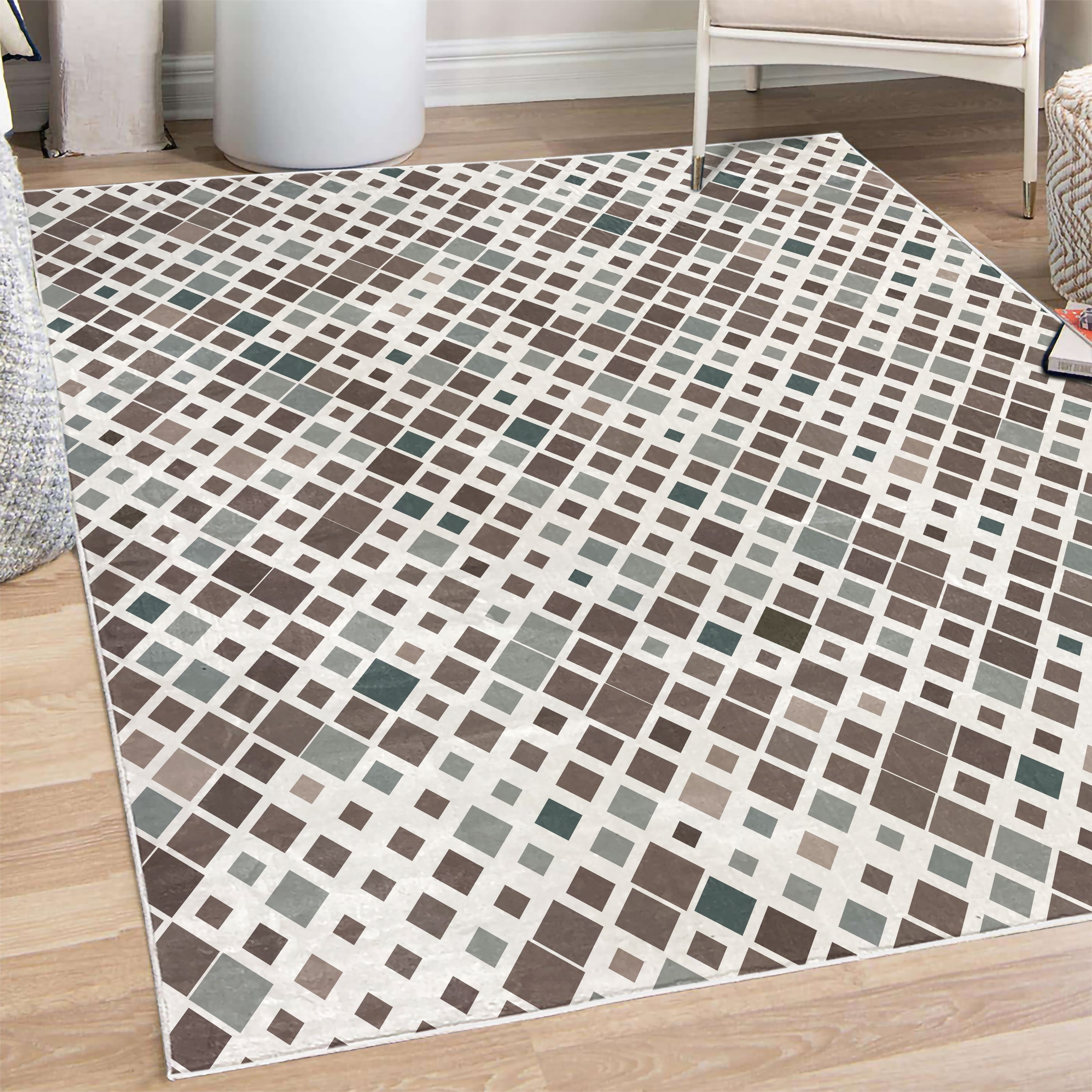 Ethnic Decorative Rug, Retro Mosaic Creative Pattern Square Rhythm ...
