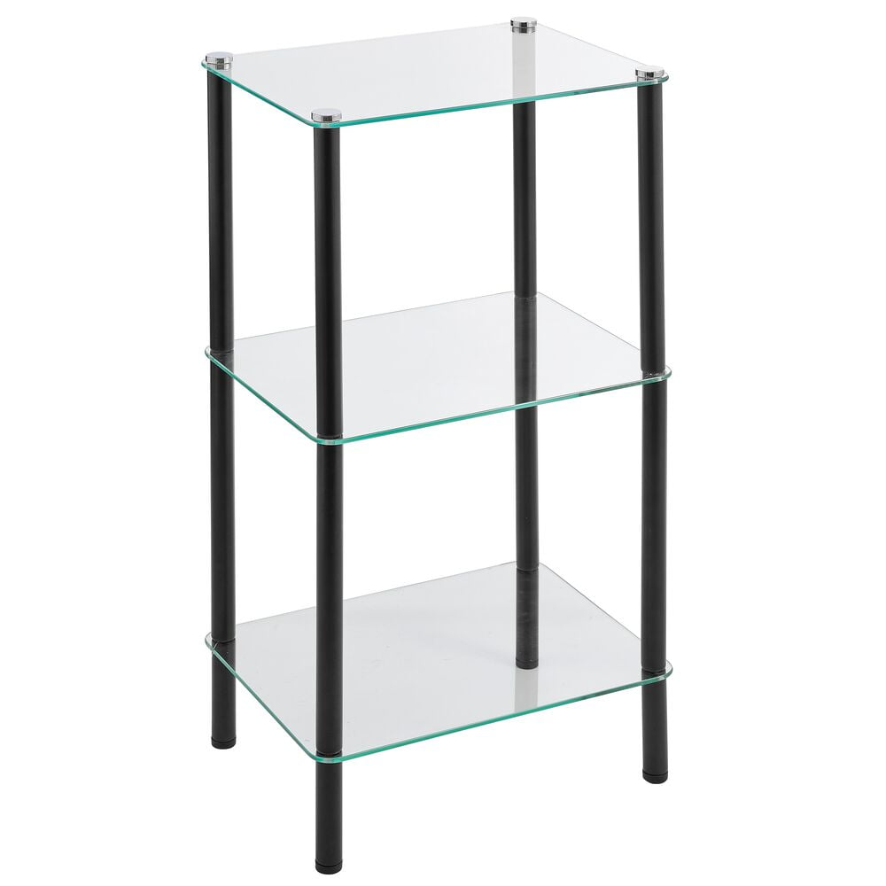 mDesign Metal/Glass 3-Tier Storage Tower, Narrow Shelving Display Unit ...