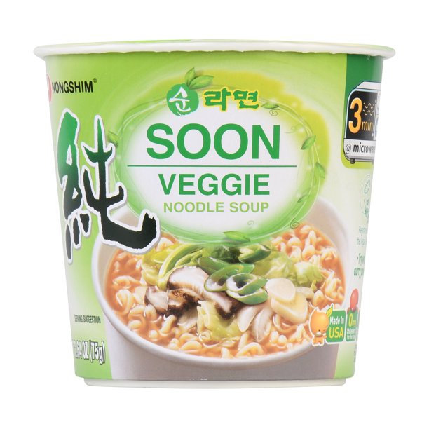 Nongshim Soon Veggie Savory Vegan Ramyun Ramen Noodle Soup Cup, 2.64oz ...