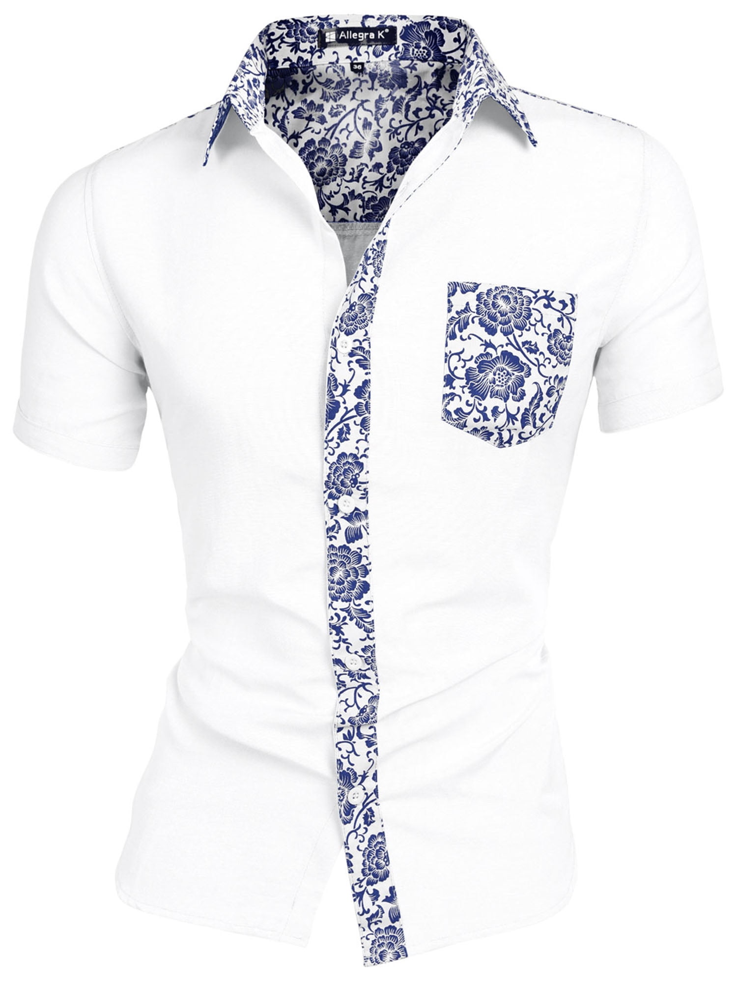 Lars Amadeus Mens Floral Short Sleeve Button Down Hawaiian Shirt With