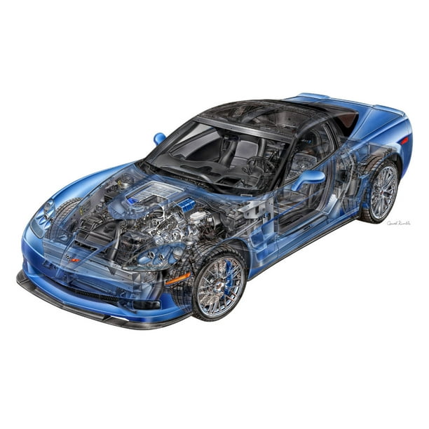 Corvette Zr1 Cutaway Poster 16in x 24in 16x24 Multi-Color Square Adults ...