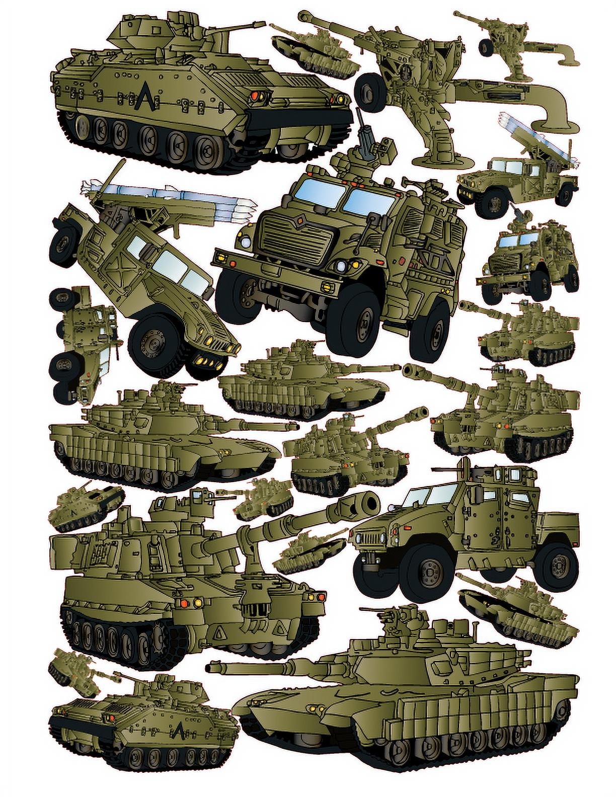 Green Military Tank Wall Decals Stickers and Armored Trucks Military 17 ...