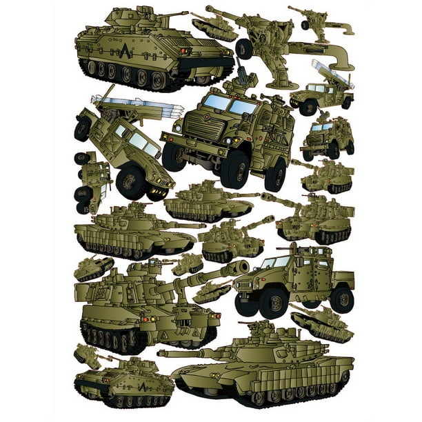 Green Military Tank Wall Decals Stickers and Armored Trucks Military 17 ...