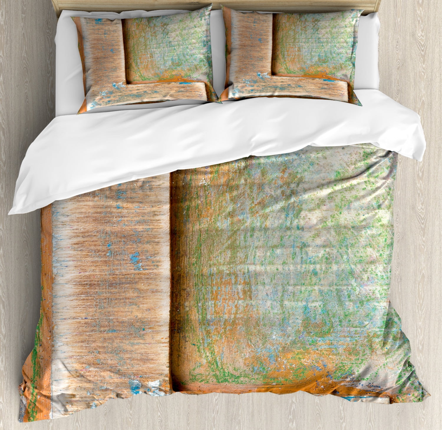 Letter L Duvet Cover Set Queen Size, Letterpress Natural Old Texture ...