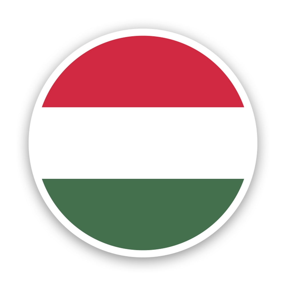 Round Hungarian Flag Sticker Decal - Self Adhesive Vinyl - Weatherproof - Made in USA - hungary ...
