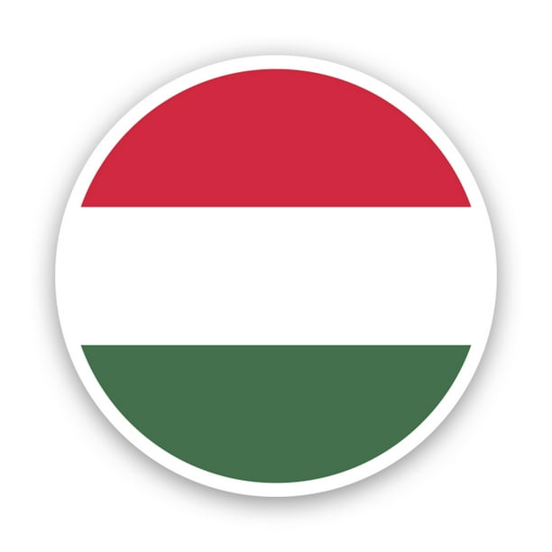 Round Hungarian Flag Sticker Decal - Self Adhesive Vinyl - Weatherproof - Made in USA - hungary ...