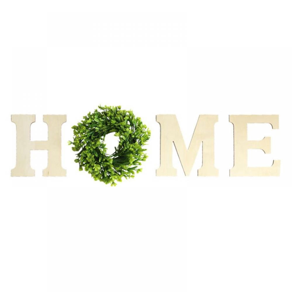 Wooden Home Sign, Wall Letters with Wreath Artificial Eucalyptus for O ...
