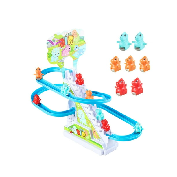 Electric Dinosaur Climbing Stairs Toy Children Roller Coaster Toy Set ...