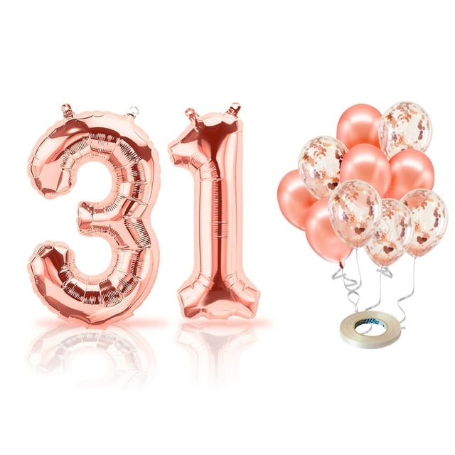 PARIS PRODUCTS - 31st Birthday Rose Gold Balloons & Number 31 Mylar ...