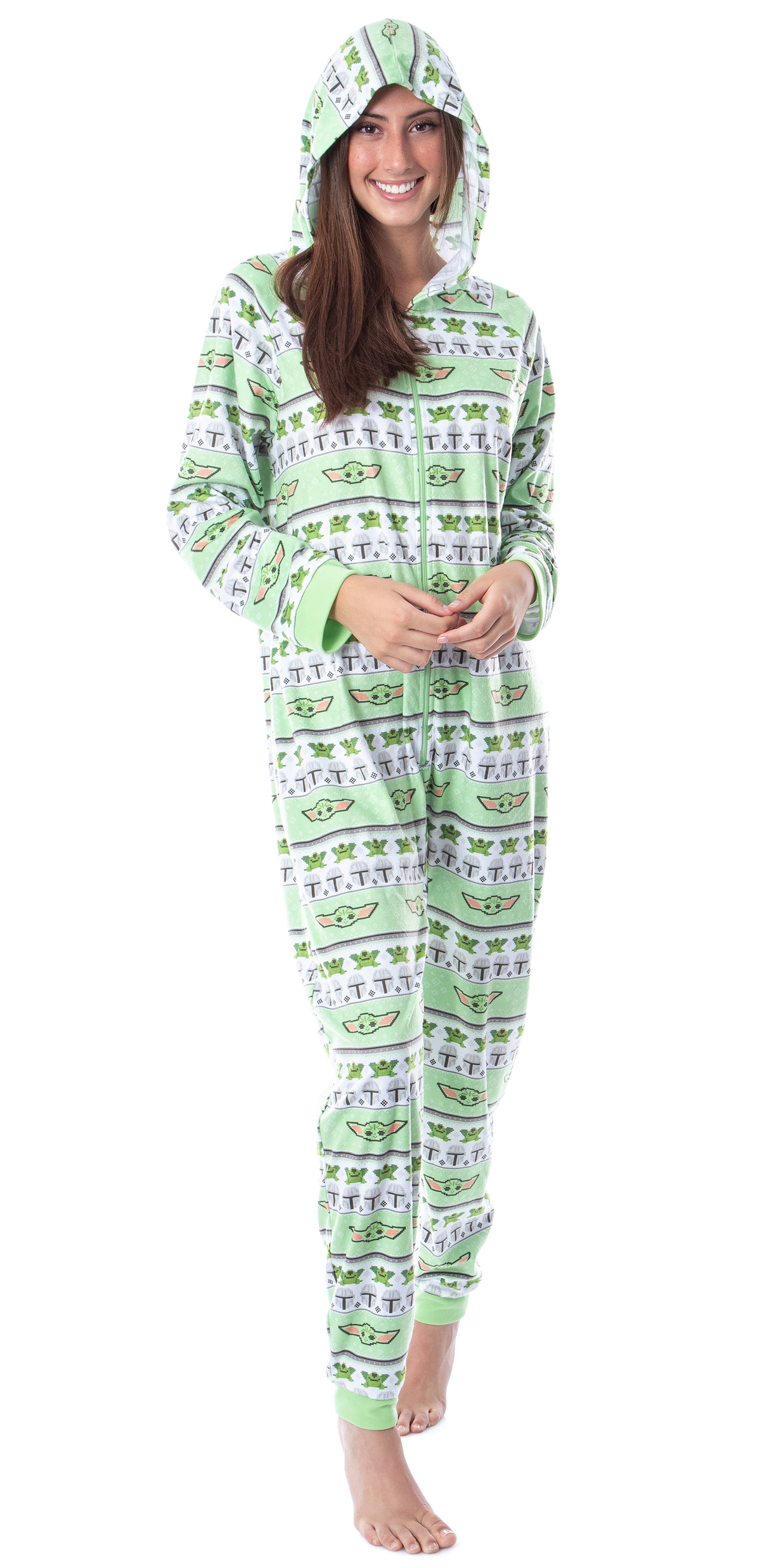 Disney Star Wars' Ugly Sweater Sleep Pajama Jumpsuit Union Suit Hooded ...