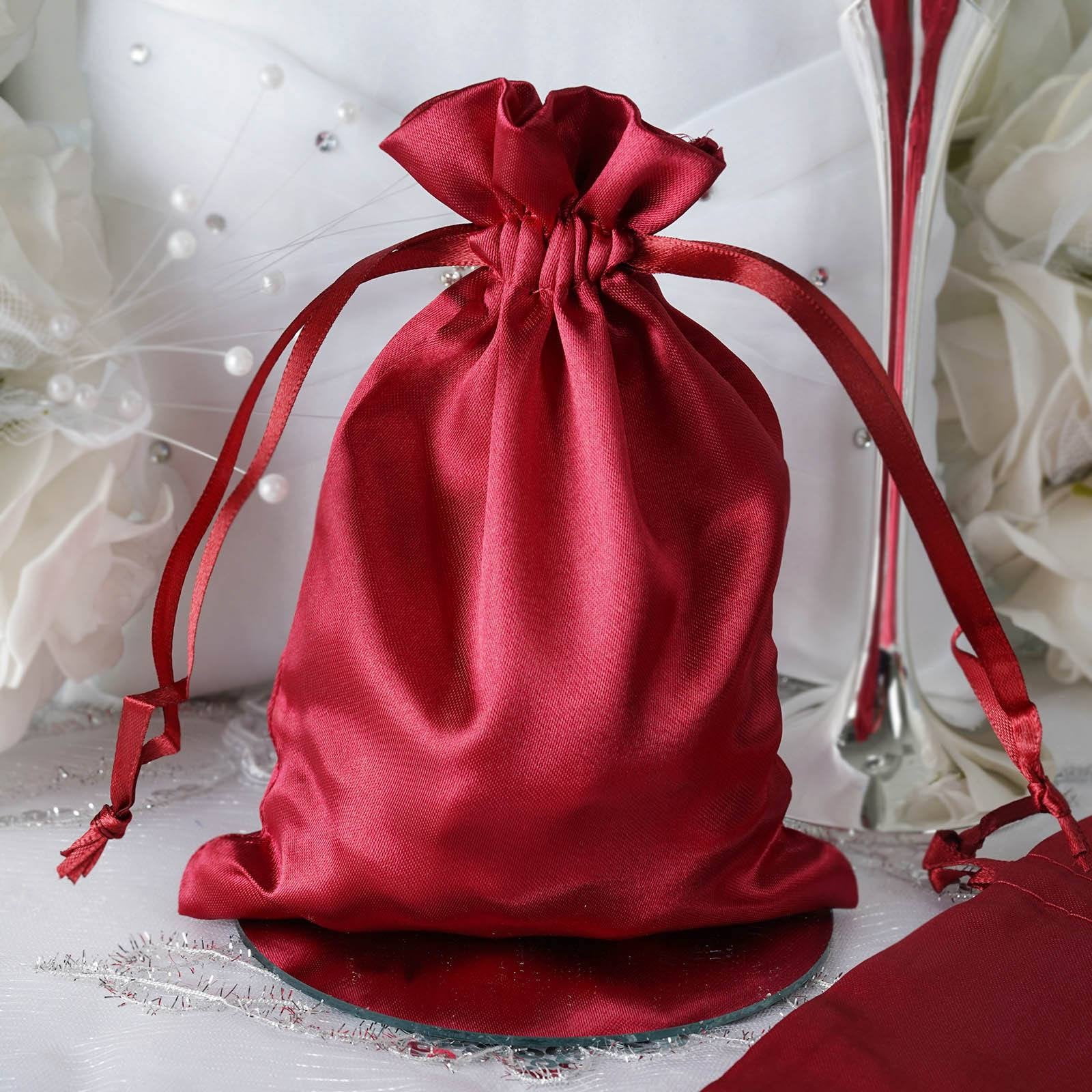 Efavormart 60PCS BURGUNDY Satin Gift Bag Drawstring Pouch Wedding ...