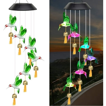 Solar Wind Chimes for Outside, Windchimes with 6 Metal Bells, 7 Colors ...