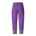 Levmjia Women's Casual Pants Solid Color Elastic Waist Check Cuff Wide ...