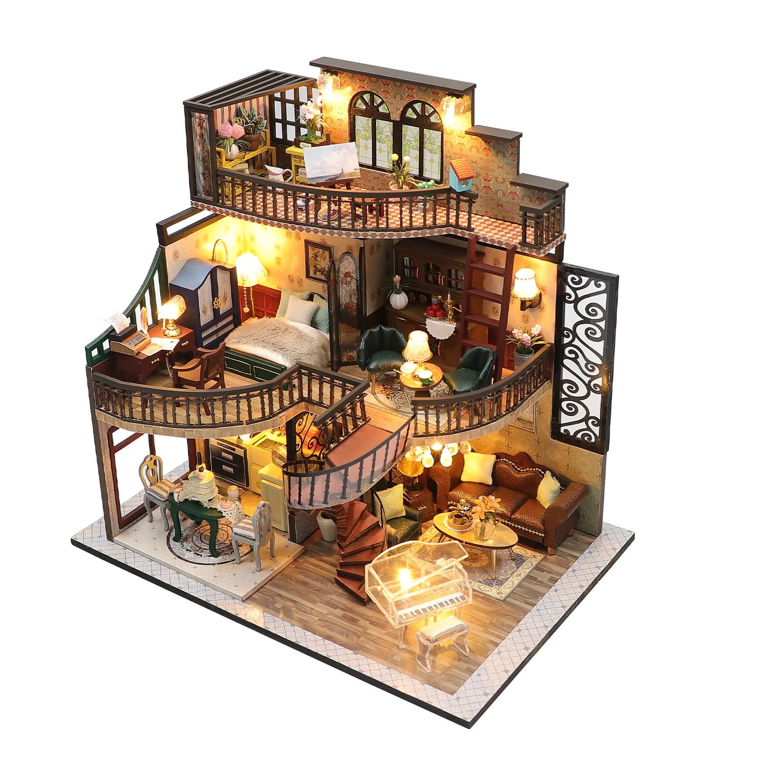 Flever Dollhouse Miniature Diy House Kit Creative Room With Furniture