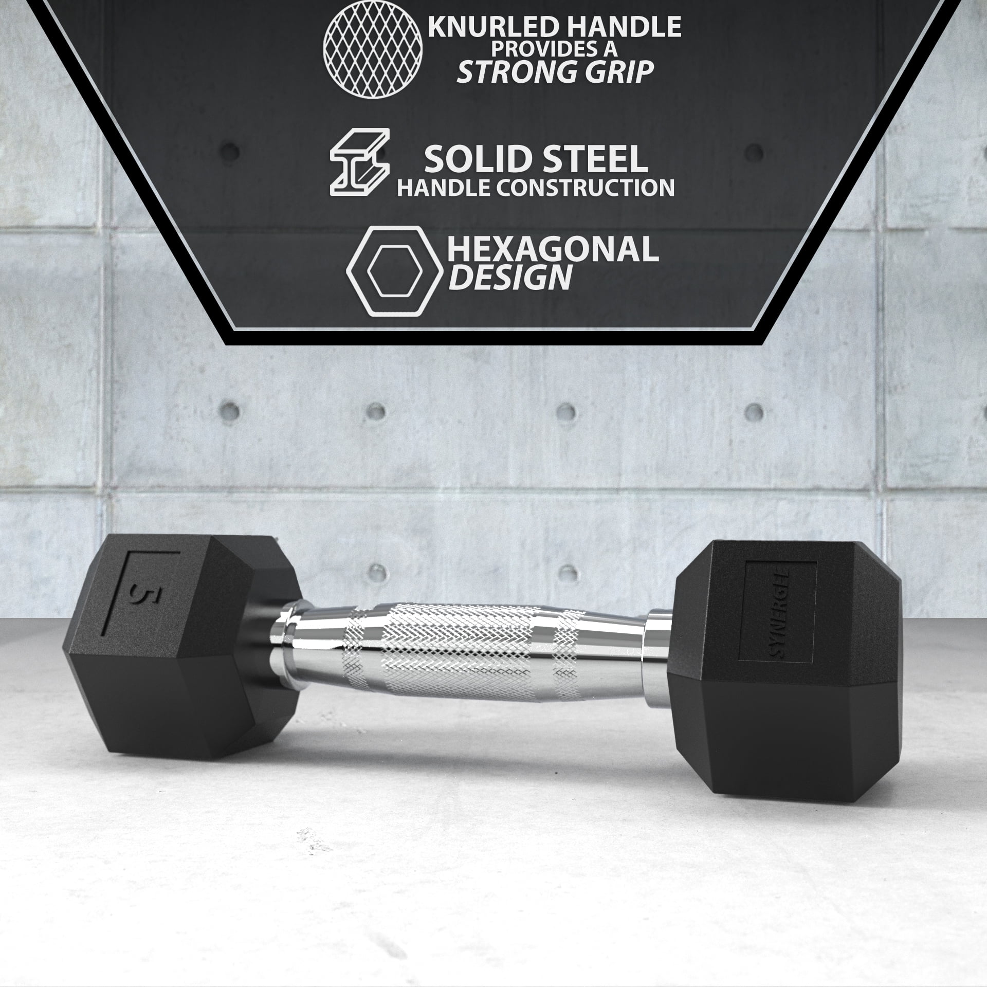 Buy Synergee Rubber Encased Hex Dumbbells – Individually Sold Weights ...