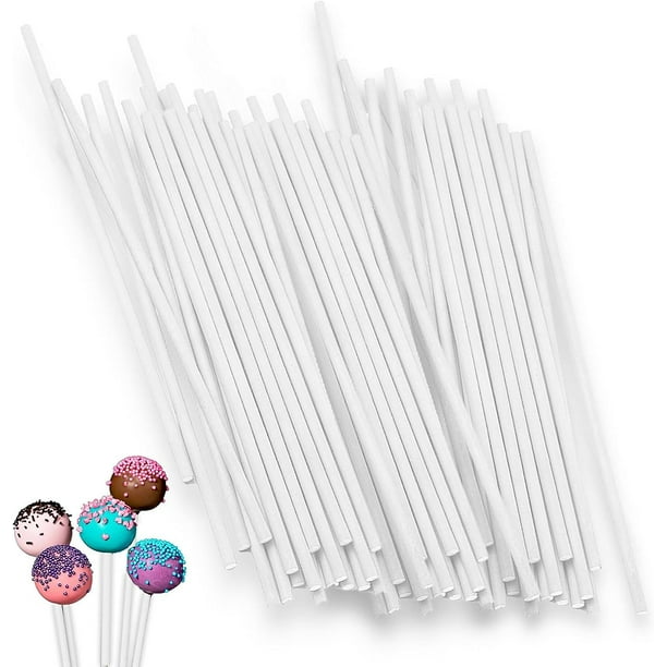 100 Pack (white) Sticks For Lollipops And Cake Pops, Paper Sticks For ...