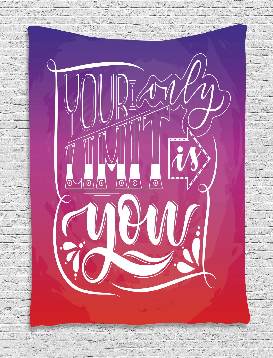 Quote Tapestry, Inspirational Your Only Limit is You Message with Ombre ...