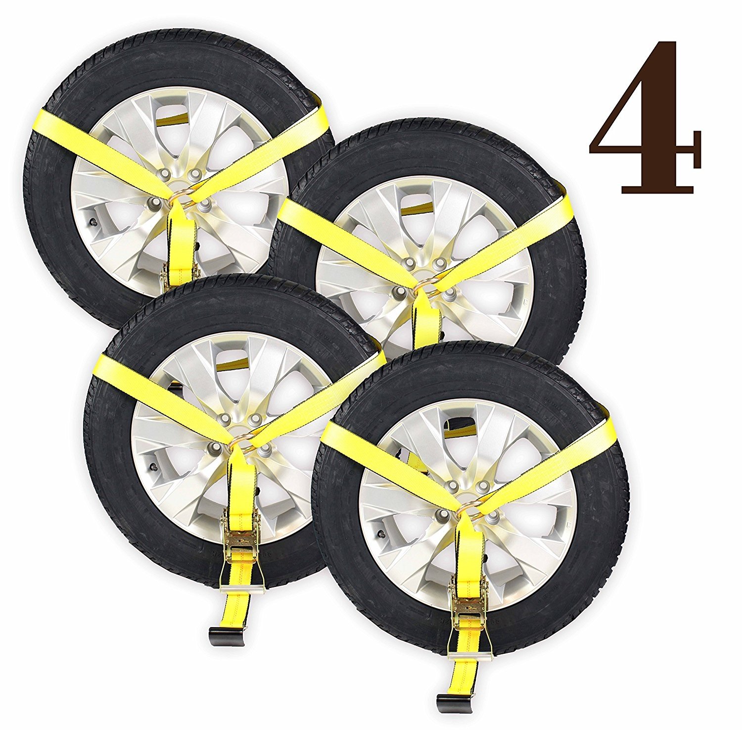 Four Side Mount Wheel Net with ratchet and flat hook, Tire Lasso Strap ...