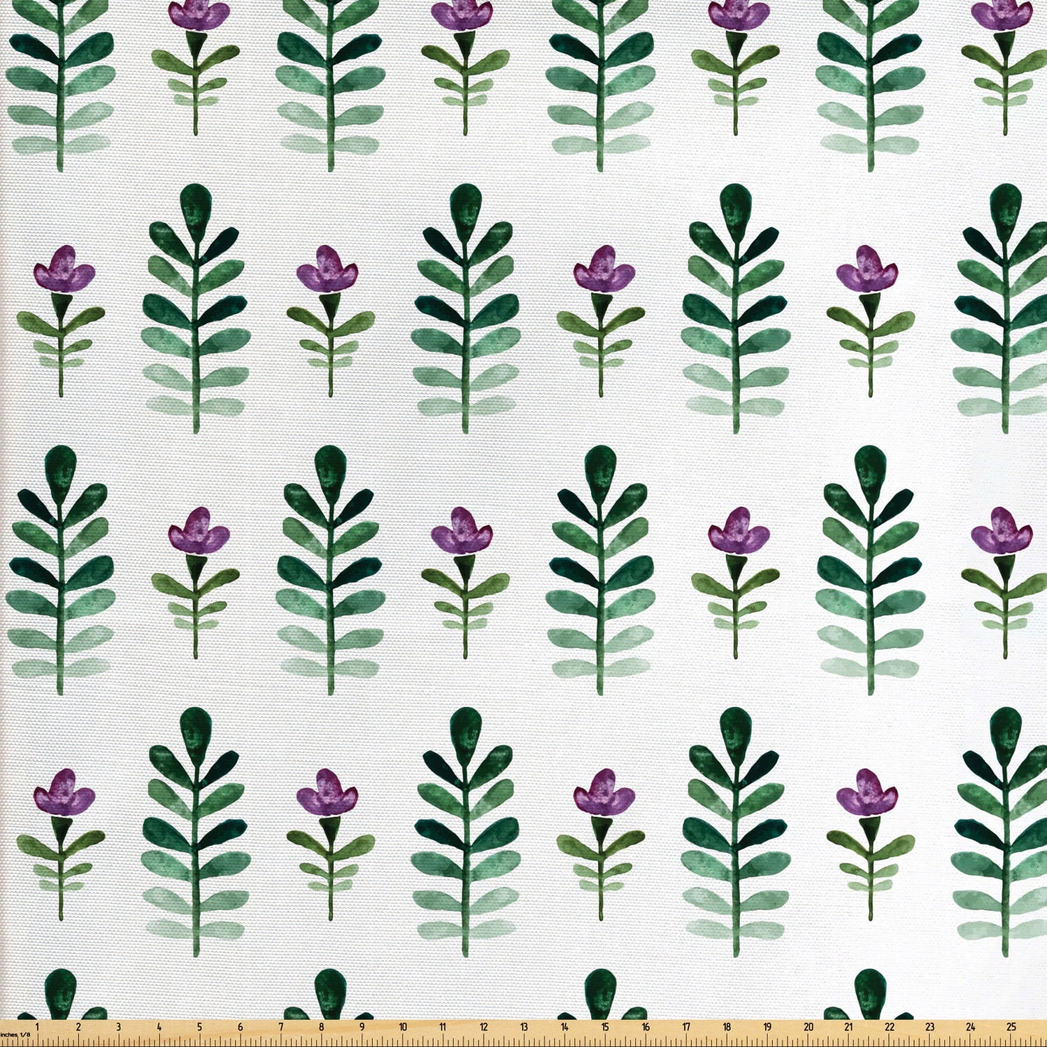 Watercolor Flowers Fabric by the Yard Upholstery, Violet Blossom Botany ...