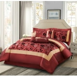 Nanshing Harriet 7 Piece Glam Floral Comforter Set, Wine Gold, Queen ...