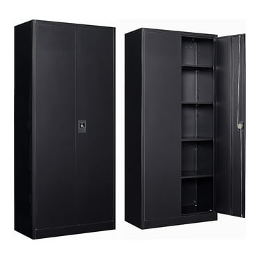 CJF Utility Metal Storage Cabinet, Lockable Steel with 2 Doors, 4 ...