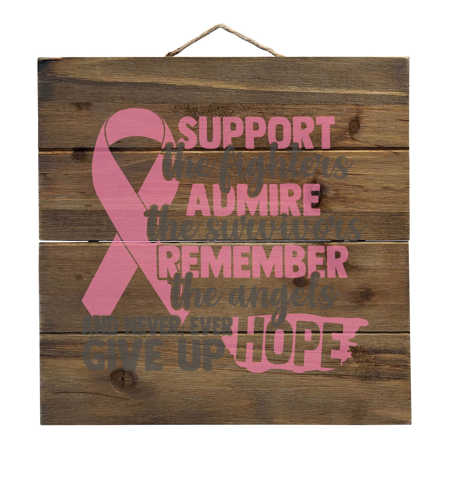 Pink Ribbon Cancer - Support Admire Remember - Decorative REAL WOOD ...