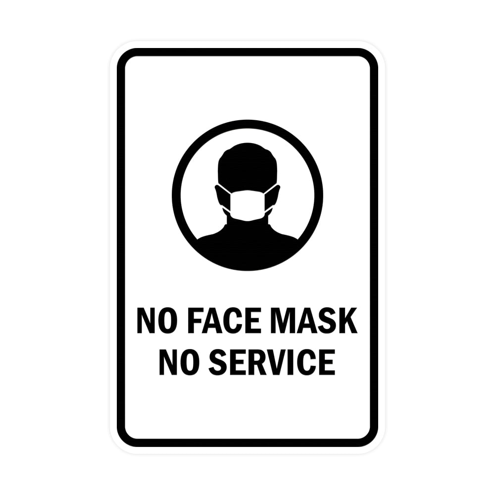 Portrait Round No Face Mask No Service Sign (White) - Large 6" x 8 ...
