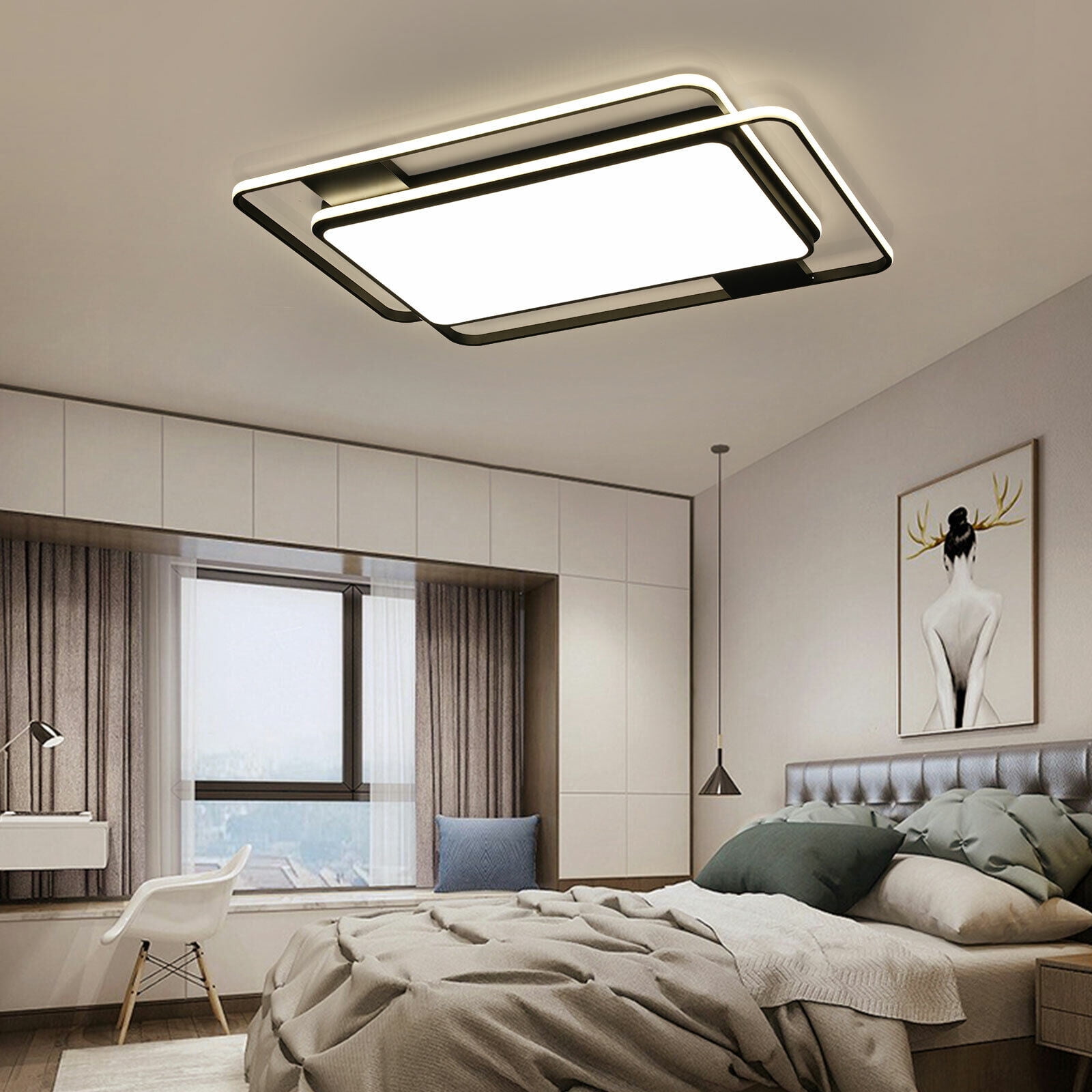Flush Mount Rectangle LED Ceiling Light Dimmable for Living Room ...