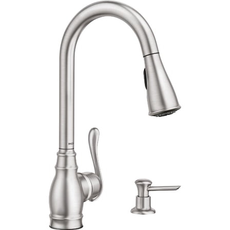 Moen 87912SRS Georgene Spot Resist Stainless 1-Handle Deck Mount Pull ...
