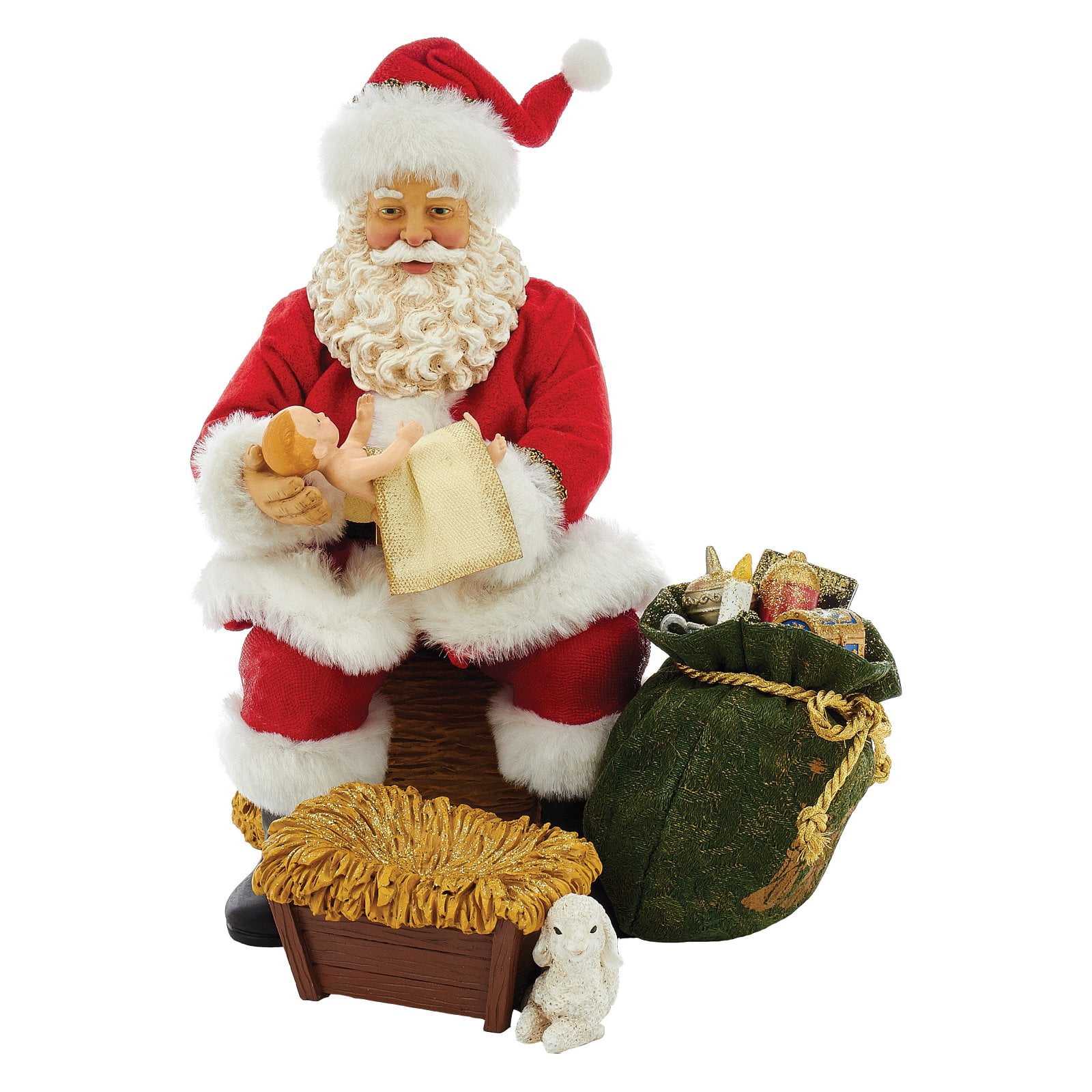 Santa with Baby Jesus Musical Nativity Fabriche Christmas Figurine Set ...