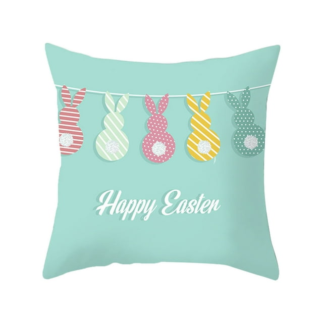 JeashCHAT Easter Pillow Covers 18x18 Easter Pillow Cases Rabbit Bunny ...